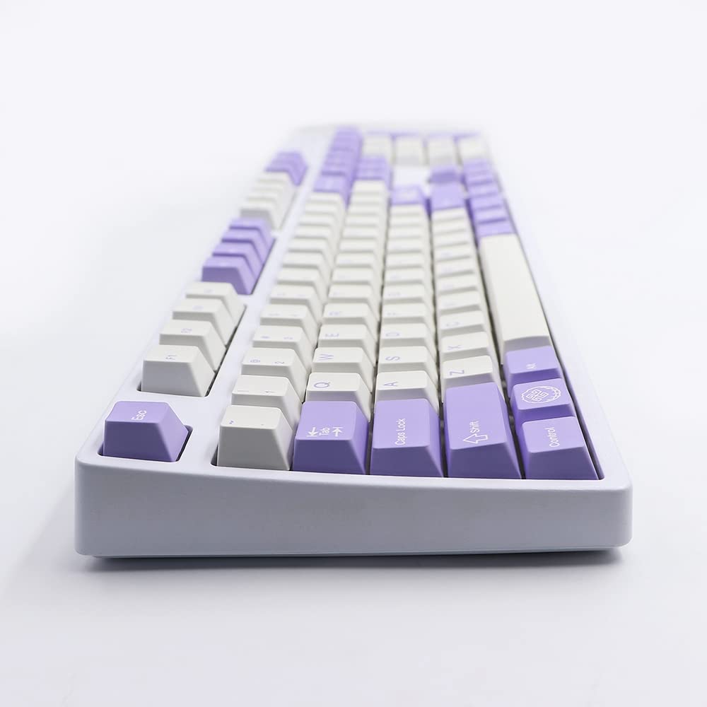 Synpinya 135 Key/Set Tuzi Theme PBT Subbed Keycap for MX Switch FL980 Mechanical Keyboard Keycap Japanese Key Caps, Purple & White (500201193A1)