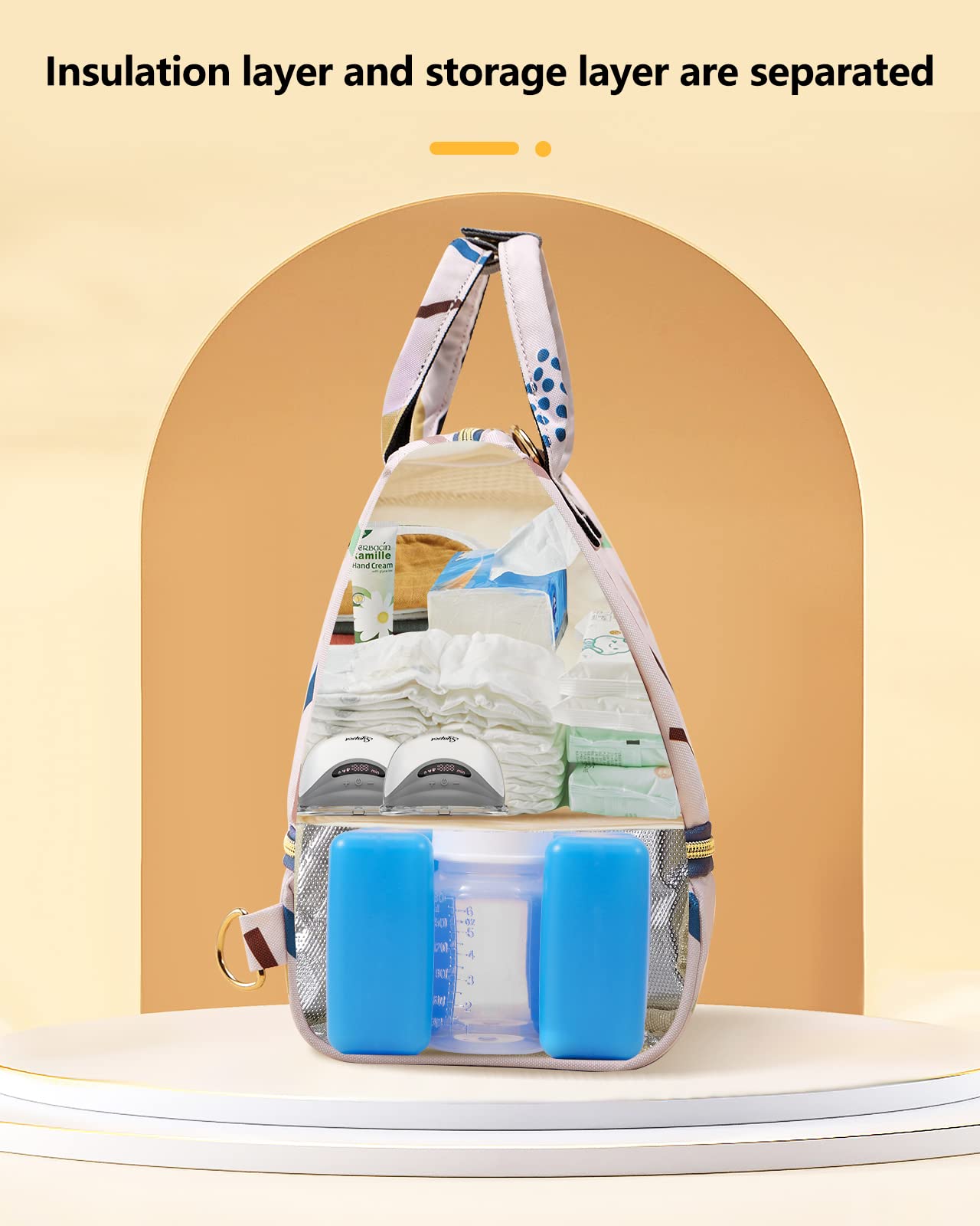 SYNPOS Breast Pump Bag with Cooler Pocket, Mini Pumping Bags for Working Moms, Breast Milk Cooler Bags with Smooth Zipper and Double Layer Waterproof, Cooler Tote Bag for Travel(No Include ice Pack)