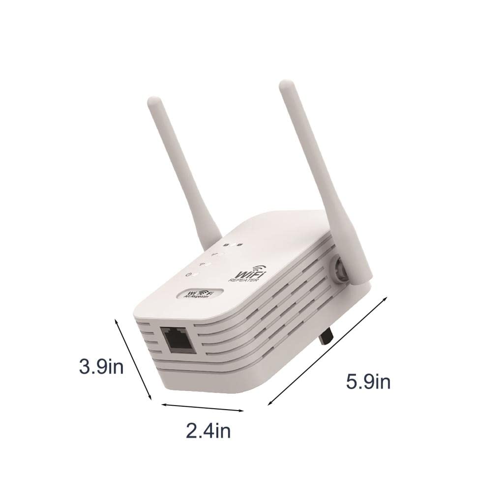 WiFi Extender Signal Booster - Wireless Internet Repeater - Long Range Amplifier with Ethernet Port - Wireless Signal Repeater with Ethernet - for Home Hotels Apartments Indoor Office