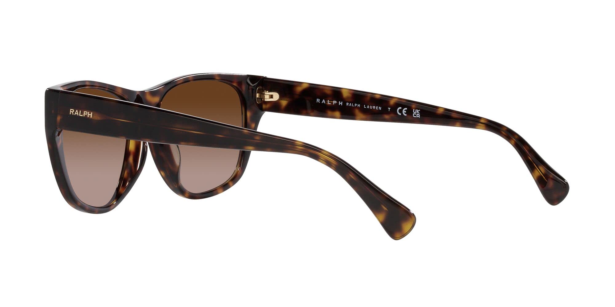 Ralph by Ralph Lauren Women's Ra5303u Universal Fit Square Sunglasses, Shiny Dark Havana/Gradient Brown, 55 mm