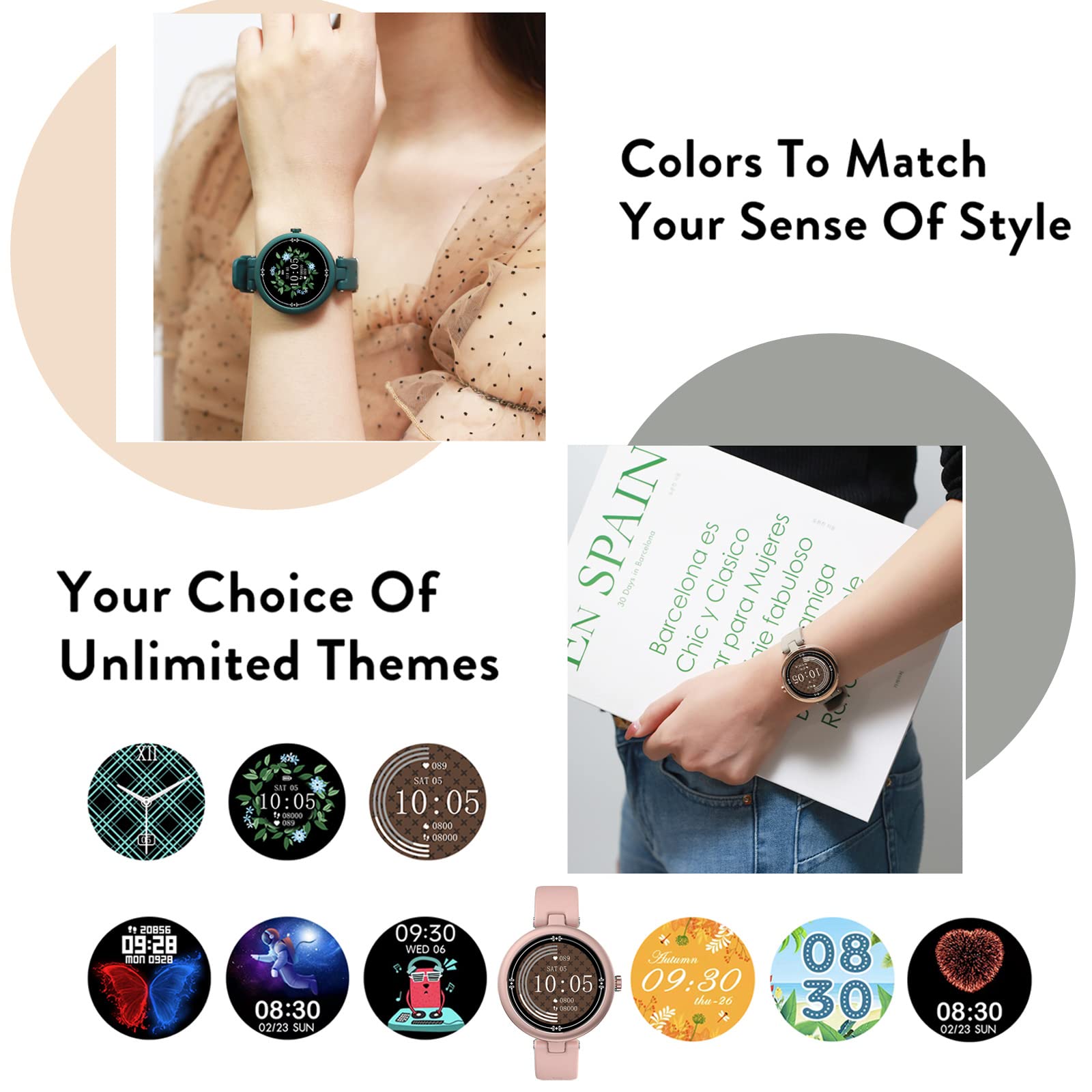 Smart Watches for Women Smartwatch Android iPhone Compatible Fitness Tracker Custom Dial Sport Watch for Ladies