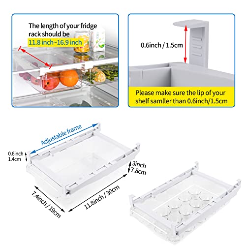 VVLIAM 2 PACK Refrigerator Organizer Bins fridge drawer organizer with Handle, Egg Holder For Refrigerator and fruit containers for fridge pull out cabinet organizer Fit for Fridge Shelf Under 0.6"