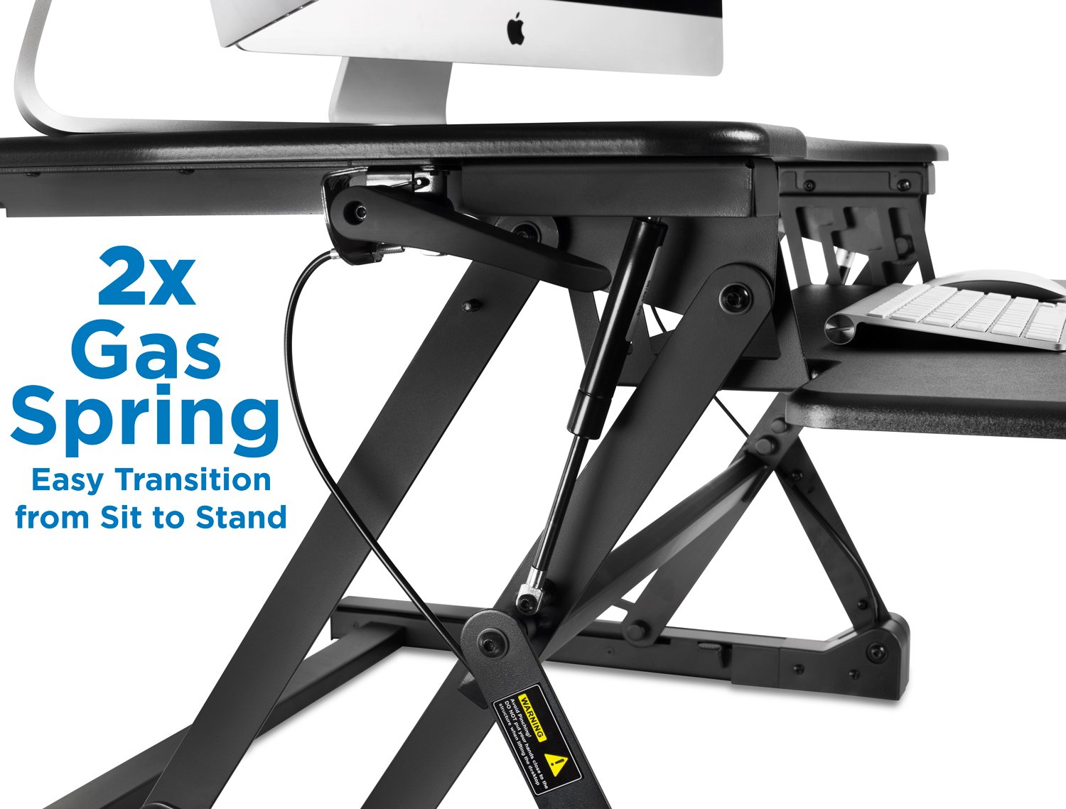 Mount-It! Height Adjustable Standing Desk Converter | 35β Wide Desktop | Sit-Stand Desk with Gas Spring Handle | Stand Up Computer Workstation Fits Dual Monitors | Black (MI-7955)