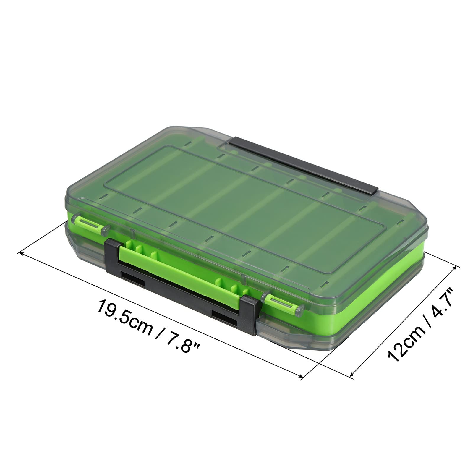 PATIKIL Two-Sided Plastic Box Fishing Lure Storage Container 14 Grids Fish Tackle Organizer, Gray