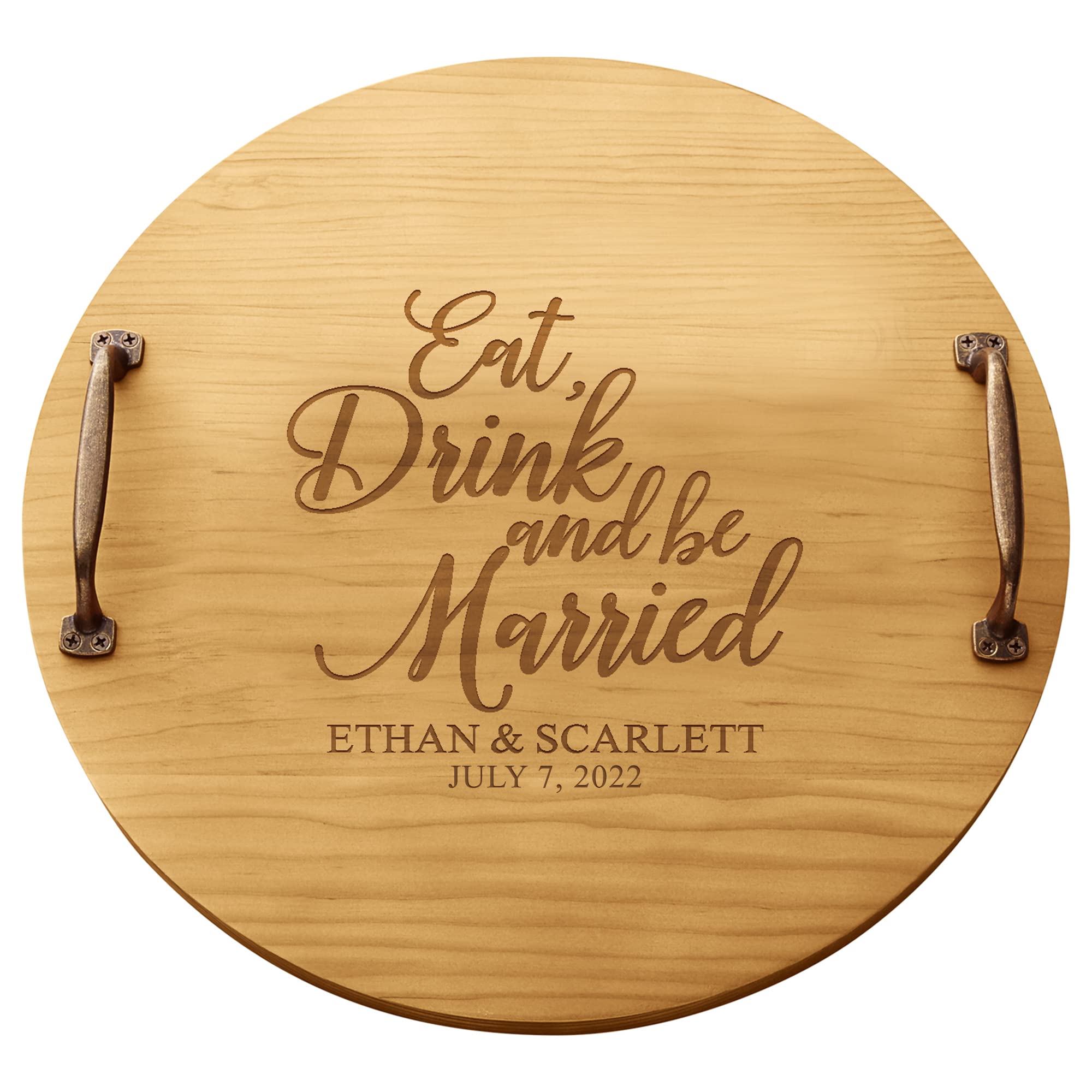 Let's Make Memories Personalized Eat, Drink & Be Married Wood Barrel Tray - Wedding - Newlyweds