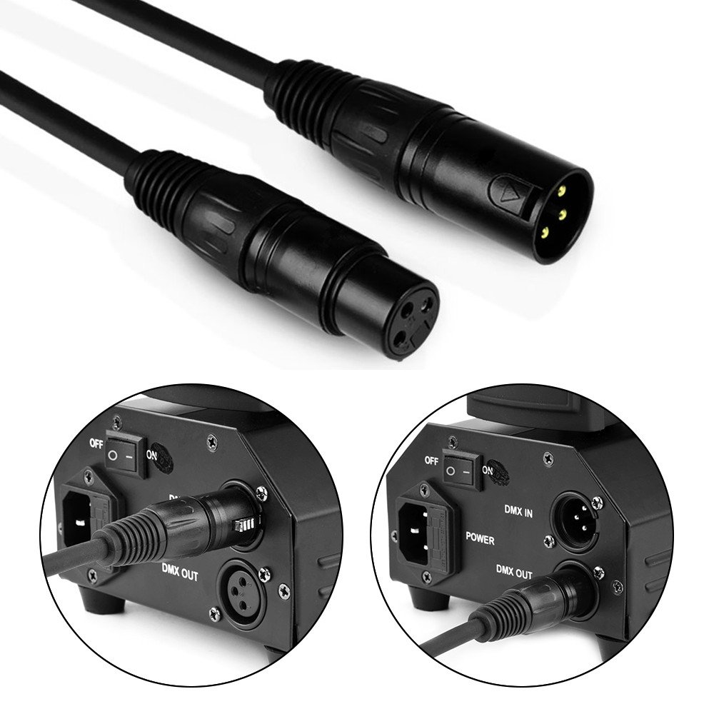 JLPOW 10 ft Flexible DMX Cable, Gold-Plated 3 Pin Signal XLR Male to Female DMX Cable Wire, Best for DJ Stage Lighting Moving Head Lights Par Light (4 Pack)