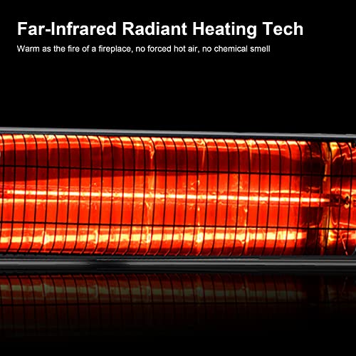 Mountman Patio Heater, Electric Heater for Outdoor/Indoor Use, 1500W Infrared Radiant Heater with Remote, 3 Modes, 24H Timer, IP45, Wall Mounted/Tripod for Garage, Backyard Porch, Basement, Balcony