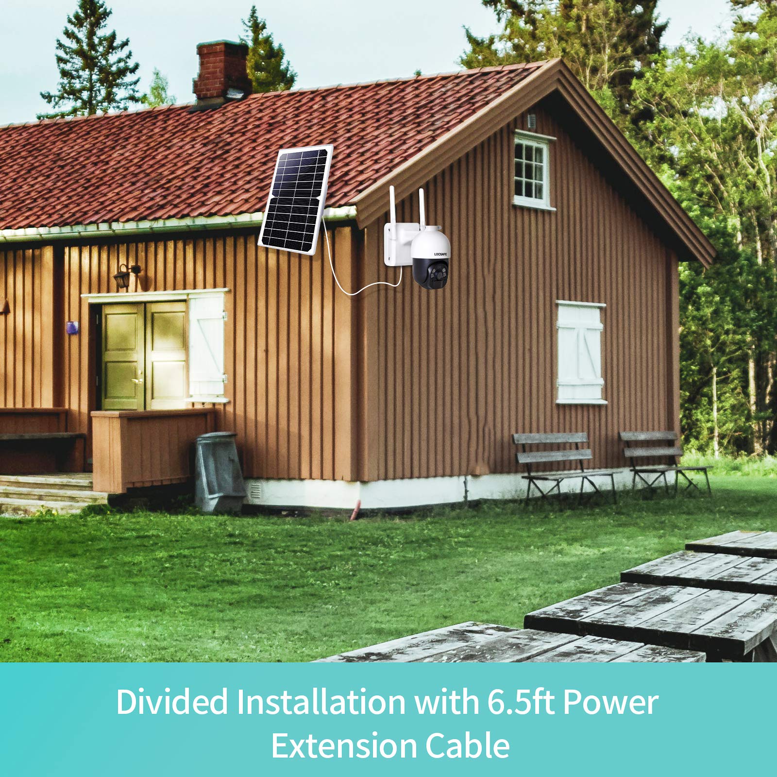 WiFi Wireless Outdoor Security Camera Solar Powered, 1080P Spotlight Color Night Vision, Motion Detection, Two-Way Audio, Cloud/Local Storage with 64GB TF Card, Support Google Home