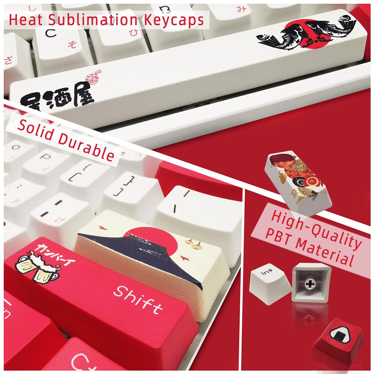 Keycaps PBT Dye Sublimation Upgrade 108 Keycap Set OEM Profile Keycaps Keyset with Puller for Cherry Mx Gateron Kailh Switch Mechanical Keyboard (Coral Sea)