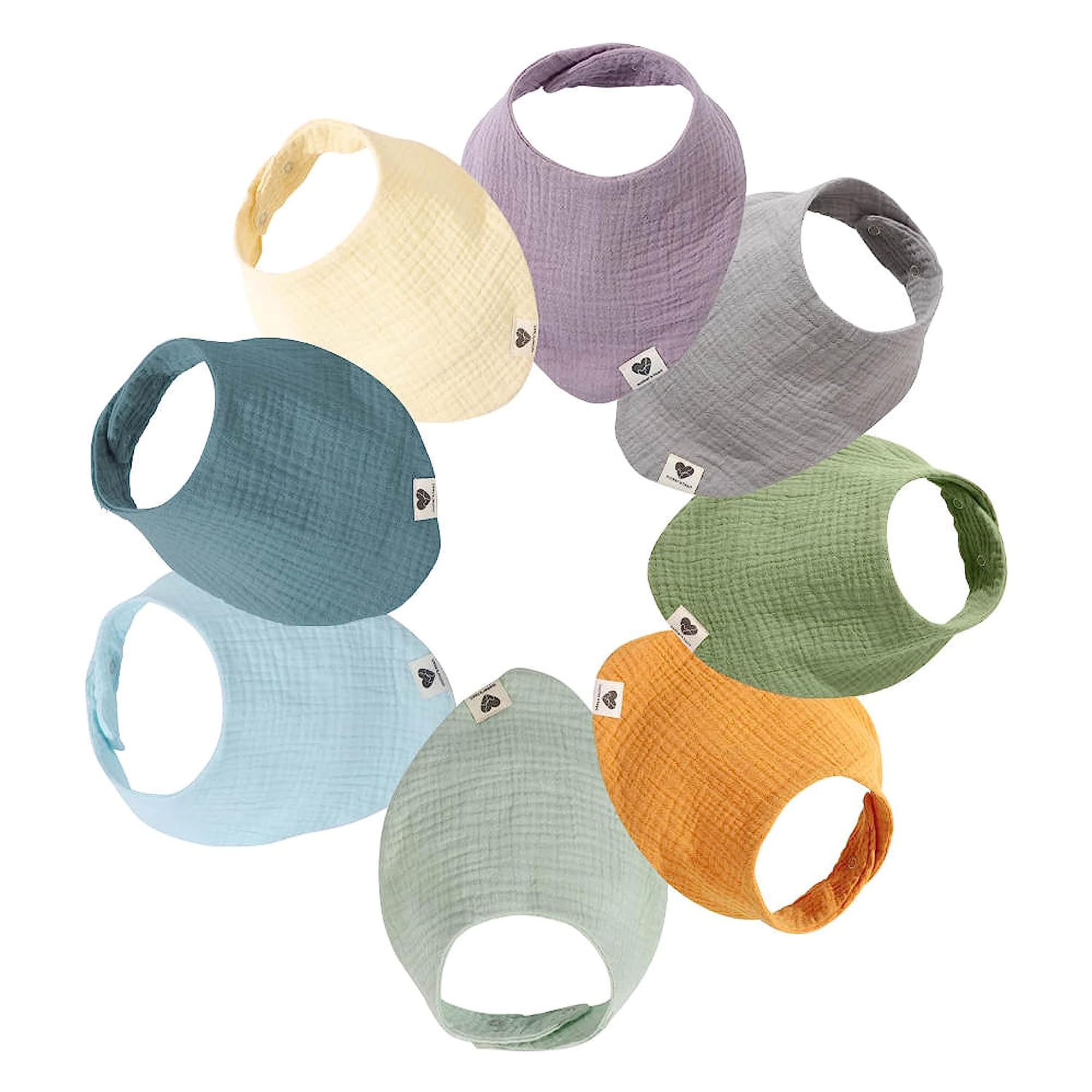 Mother's Heart Bandana Drool Bibs - Natural Cotton Muslin Baby Bibs - Set of 5 for Boys