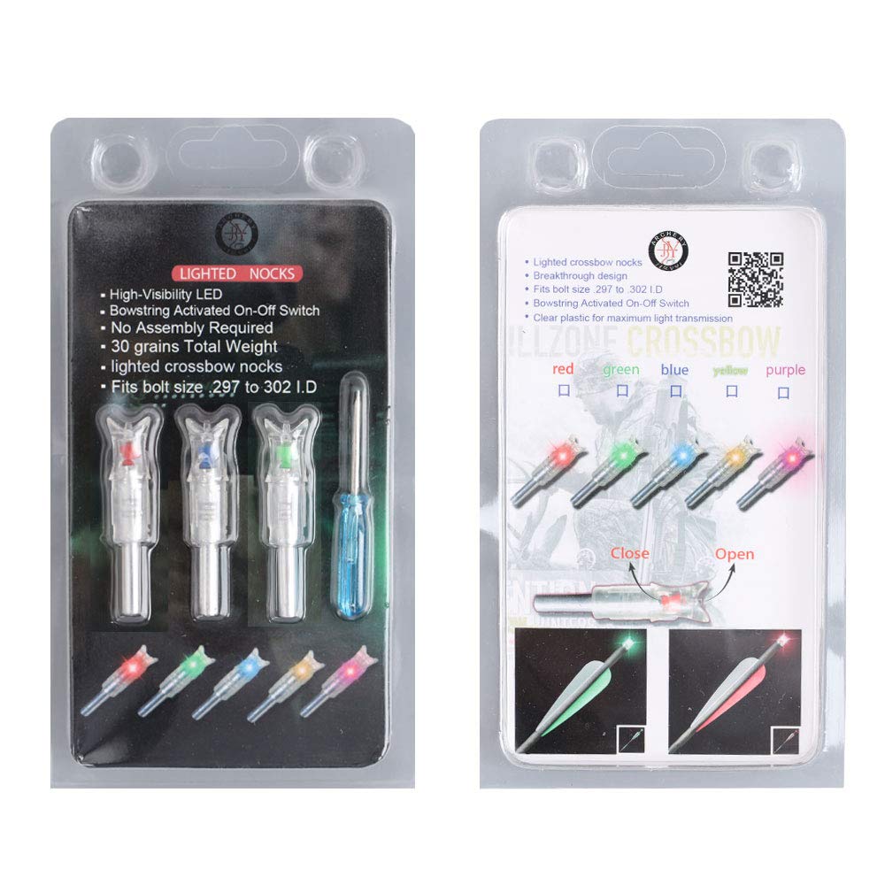 JY-Sports Lighted Crossbow Nocks Automatic Light Nocks Replaceable Led Crossbow Nocks for Hunting Shooting(.30")