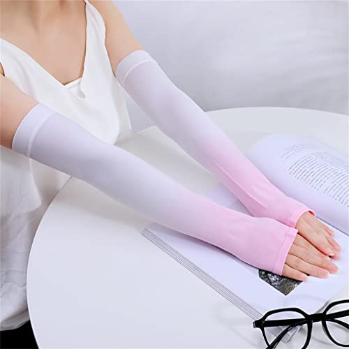 N/A Gradient Ice Sleeves Women's Summer Thin Men's Outdoor Sunshade Sleeves Ice Silk Hand Sleeves Arm Guards Driving (Color : B, Size : 39 * 9cm)