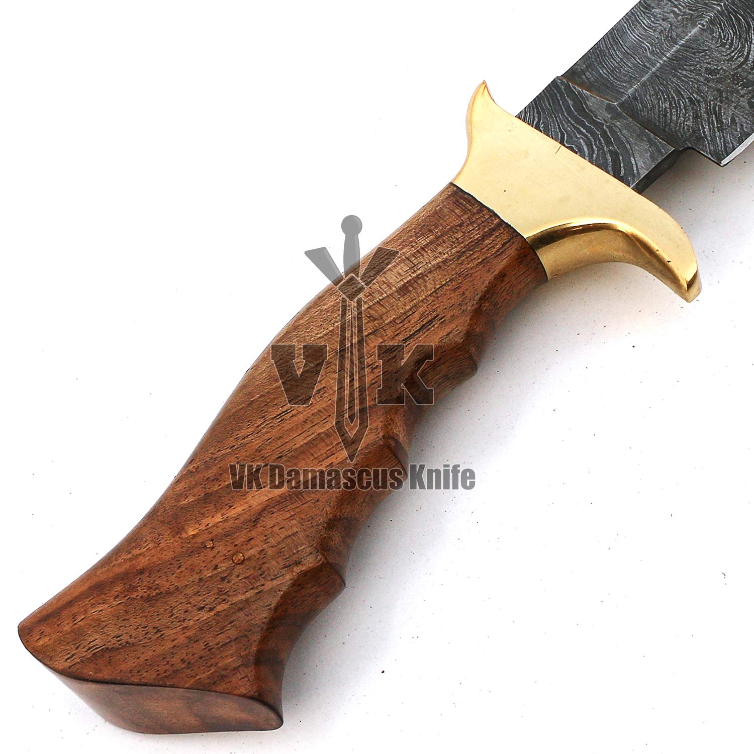 JNR Traders Damascus Steel Fixed Blade Hunting Knife with Leather Sheath - 2522