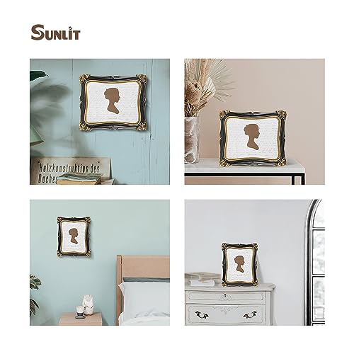 Sunlit Vintage Picture Frame 8x10 Inch, Luxury Antique Photo Frames with Glass Front, Photo Display, Tabletop Wall Hanging, Gift Ideas, Black and Gold