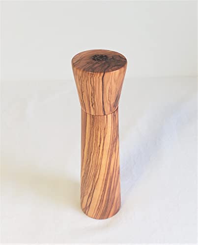 Olive Wood Mills with a Ceramic Mechanism, Grinder (Salt, Pepper, Coffee, Dried Herbs and Many Spices), Beige, 9x6.5 INCH