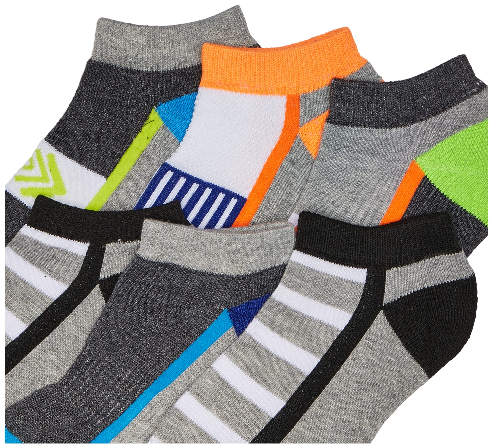 Jefferies Socks Boy's Sport Athletic Colorful Pattern Low Cut Half Cushion Socks 6 Pair Pack, Multi, Medium
