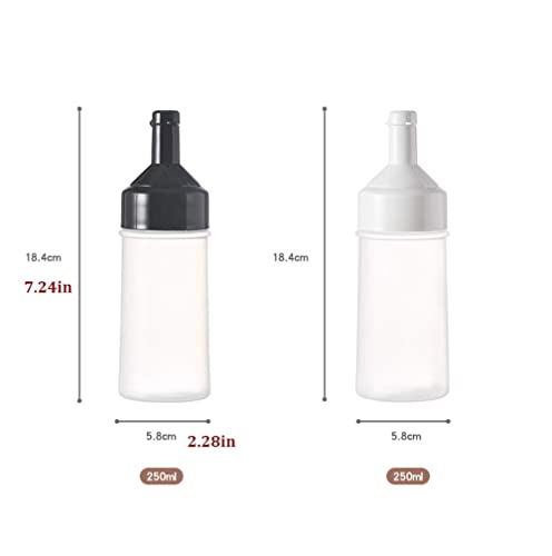 MXY Syrup Squeeze Bottle Salad Vinegar Ketchup Condiments Dispenser Olive Oil Soy Sauce Bottle Honey Container with Lid 250ml (White)