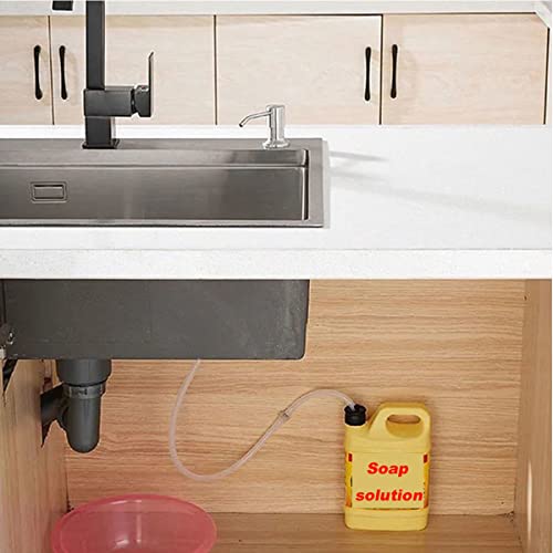 Sink Soap Dispenser for Kitchen Sink and Tube Kit (Brushed Nickel), 47" Tube Connects Directly to Soap Bottle, Large Liquid Soap Bottle,Never Fill The Little Bottle Again(No Bottle)