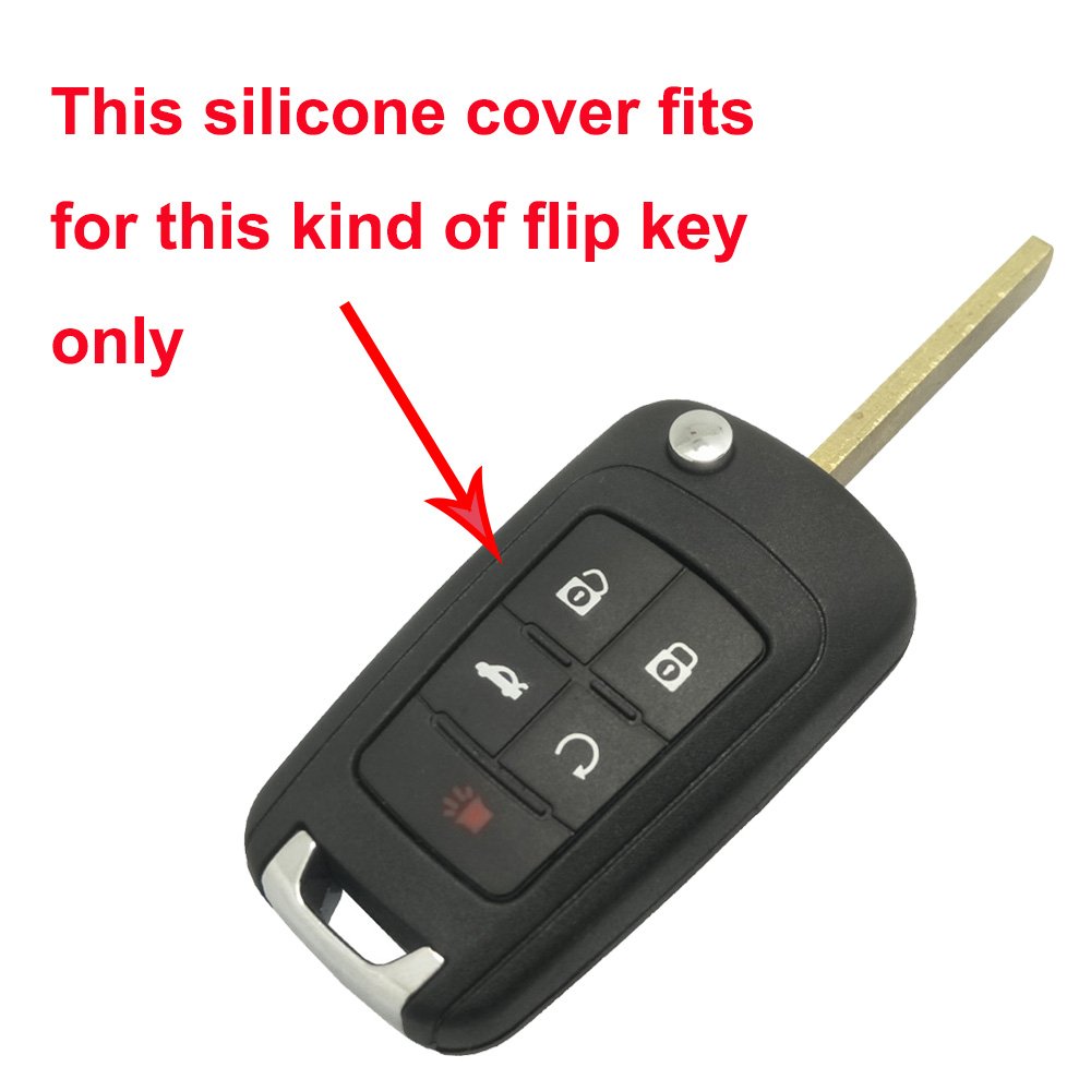 Keyless Entry Remote Key Fob Skin Cover Protective Silicone Rubber key Jacket Protector for Chevrolet Camaro Cruze Volt Equinox Spark Malibu Sonic (1 Black with Red + 1 Red)