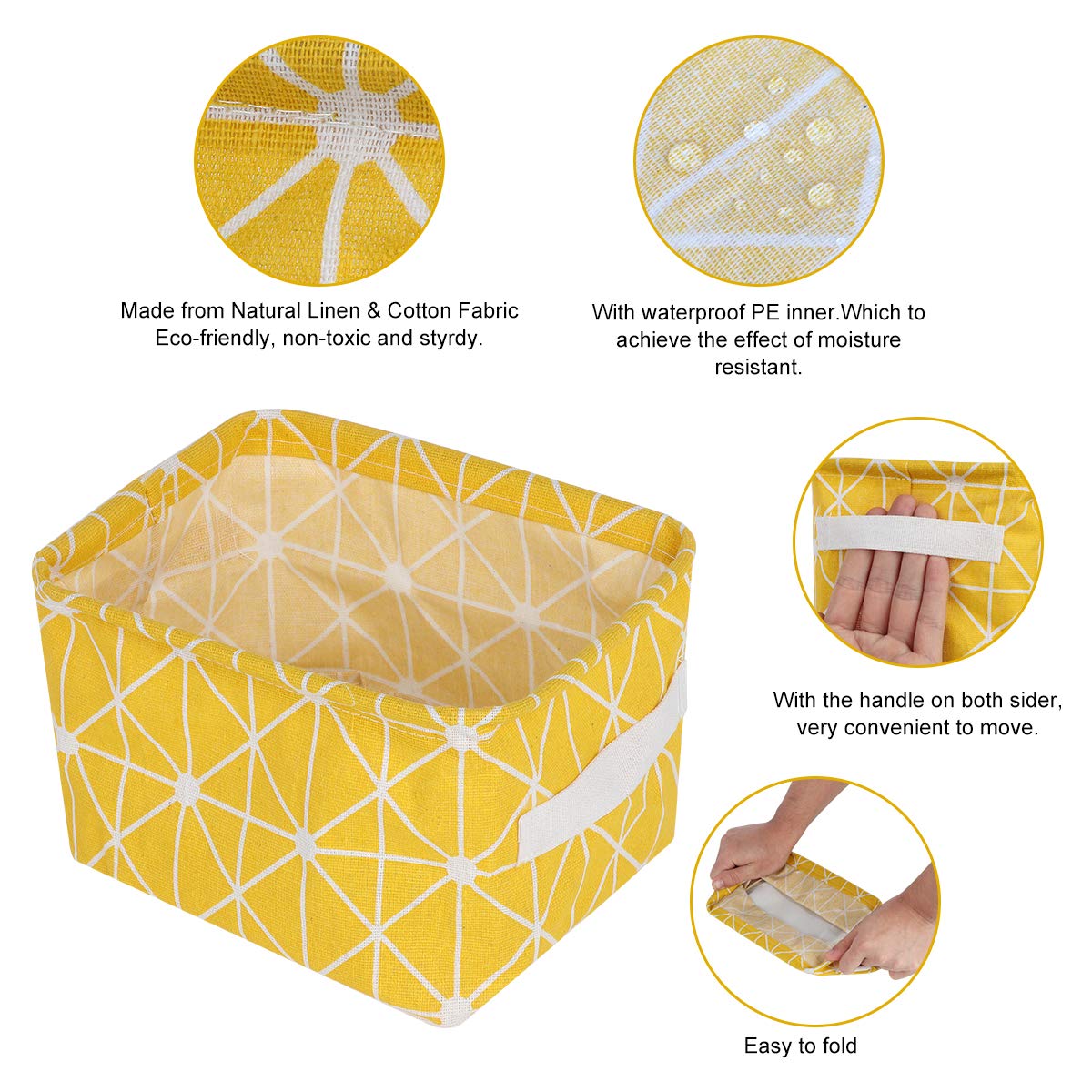 Leaf&cici-Mini Storage Box， Collapsible Canvas Storage Basket, Square Mini Basket, for Storing Cosmetics, Baby Toys, Keys, Books, Office Supplies, etc（6 Pack ）
