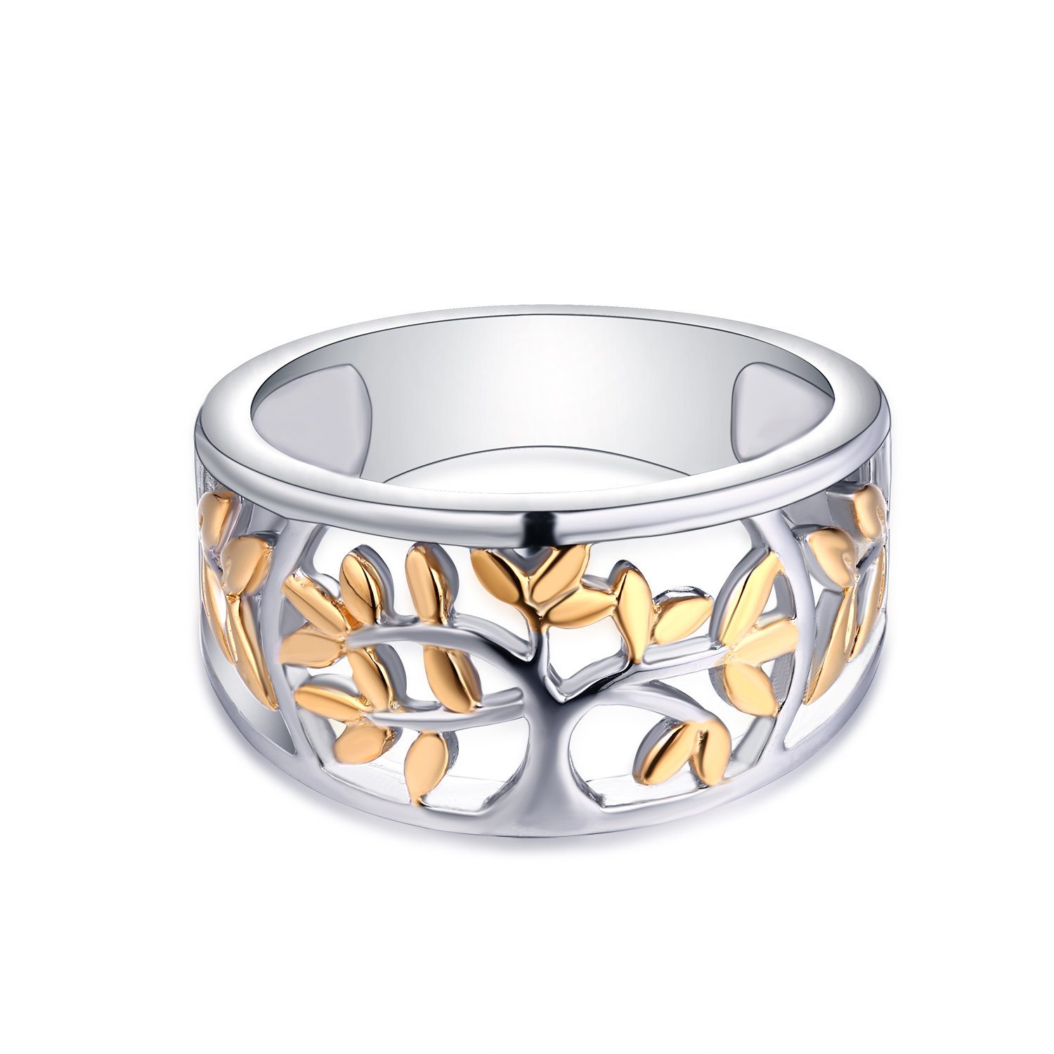 JO WISDOM 925 Sterling Silver Gold Tree Of Life Ring Anniversary Rings Size 8