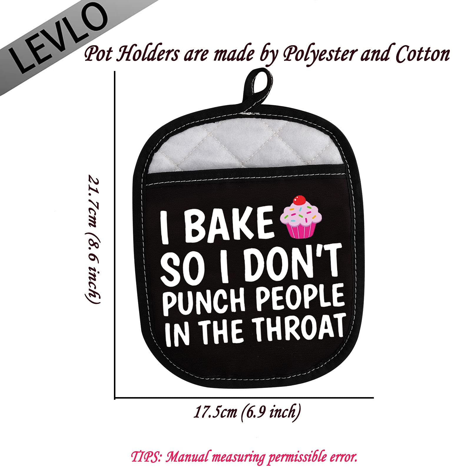 LEVLO Funny Baker Gifts I Bake So I Don't Punch People in The Throat Oven Mitt Cupcake School Graduation Gift (I Bake So I Don't Punch People in The Throat)