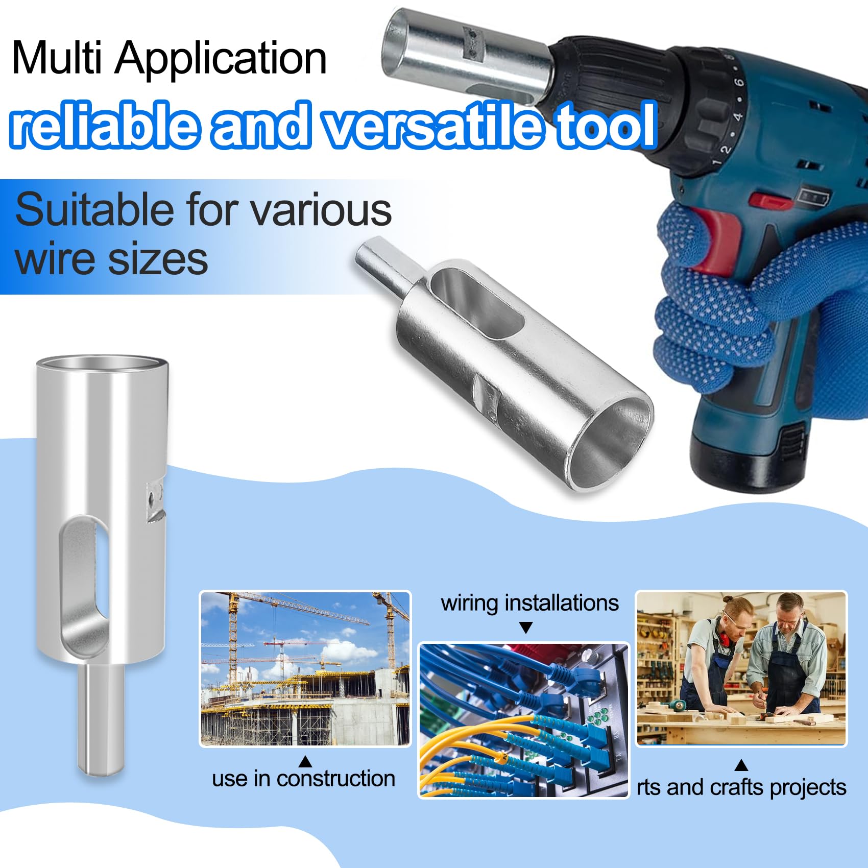 Upgrade Twisting Ties 11 Gauge Drill Chuck Tool,Efficient Wire Knotting 11 Gauge Electrical Drill Twister,Cable Wire Drill Chuck Tool,for Chain Link Fence Post Clips and Pipe Clips