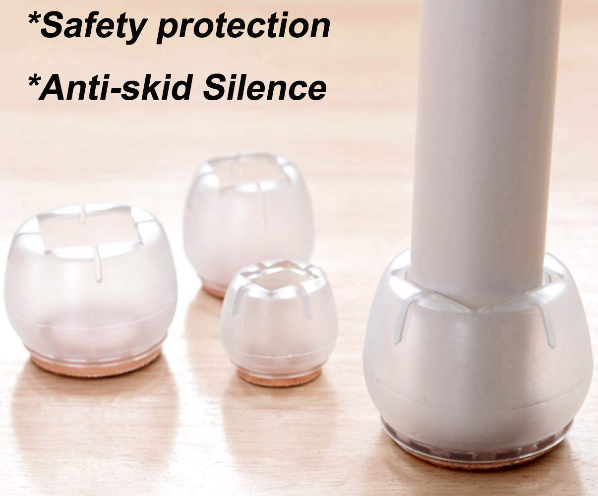 Maydahui 16PCS Round Chair Leg Floor Protectors Furniture Silicon Table Feet Covers Prevents Scratches Glides Caps Cups Fit 1-4/5 to 2 Inch (45-50mm)