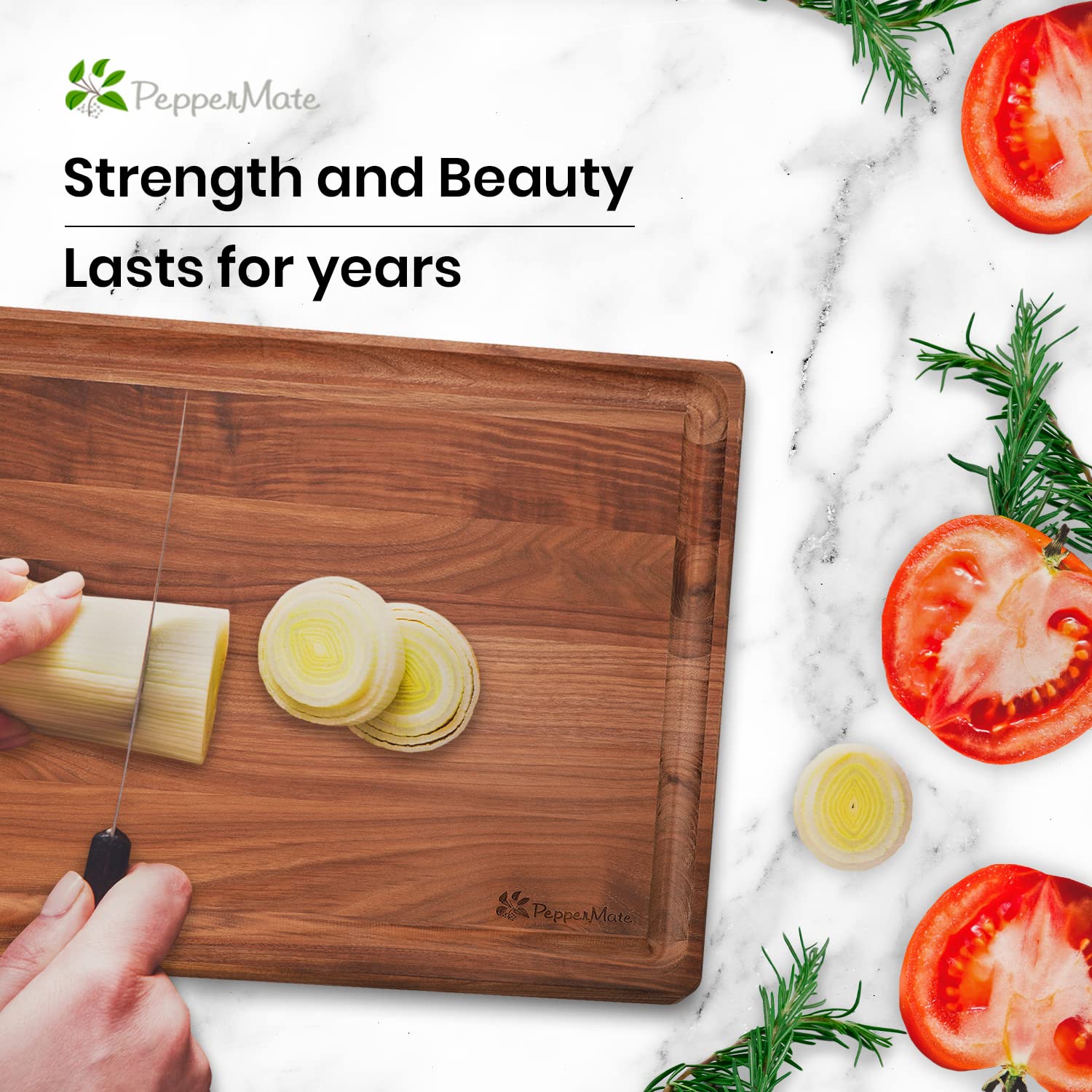 Preconditioned Walnut Kitchen Cutting Board β 20 x 15 x 1.25 In. Dark Hardwood Chopping Block with Juice Groove β Doubles as Cheese or Charcuterie Board β Home & Kitchen Accessories by PepperMate