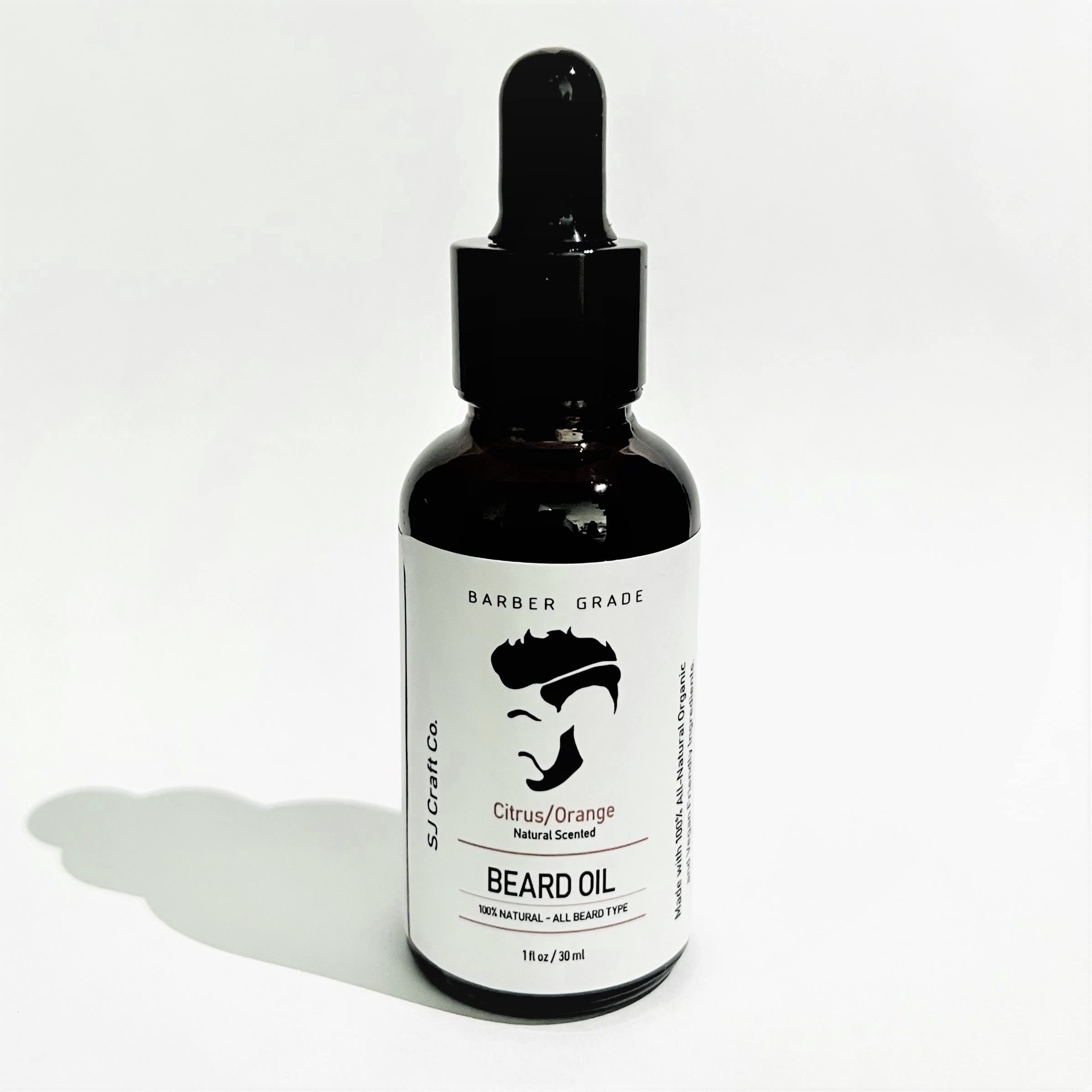 SJ Craft Co Beard Oil 1oz Beard Oil Mustache Oil - Natural Scented – Quick Absorption - All Natural Beard Oil and Mustache Oil – Citrus Orange - Leave in Conditioner