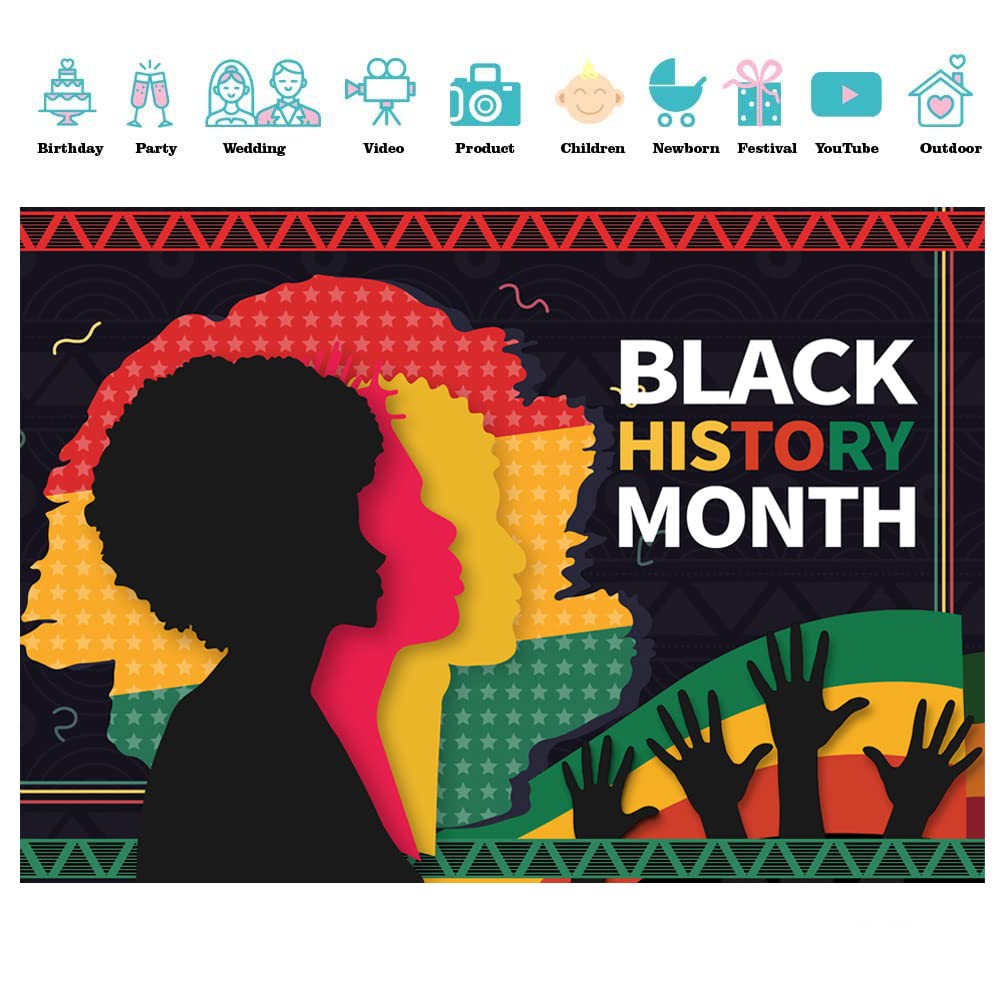 SJOLOON 6x4FT Black History Month Backdrop Photo Backdrop African American Black History Month Decorations Party Supplies 12504