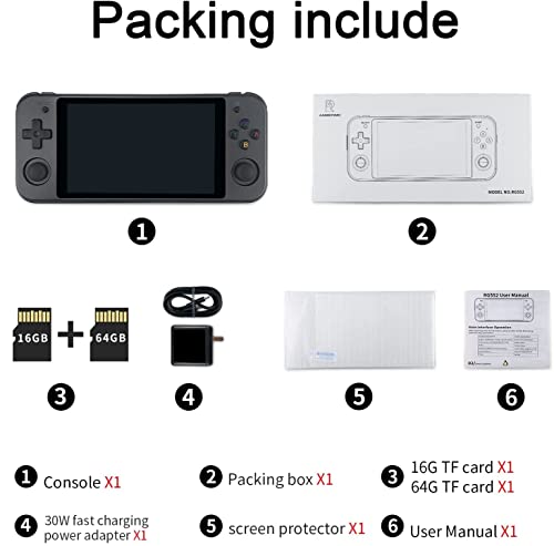 RG552 Handheld Android System Video Game Console,5.36 Inches Touch Screen, Android 7.1 OS , CPU RK3399, 16G+64 GB High Speed eMMC 5.1 Double Stereo Speaker 6400 mAh Battery, 4GB LPDDR4 RAM (Black)