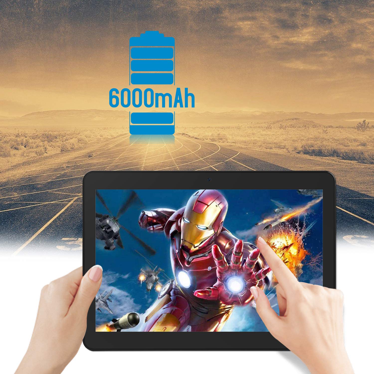 LECTRUS Tablet 10 inch Android, 10.1" 5G WiFi Tablets PC, Quad Core, 16GB Storage, Dual Cameras & Speakers, 1280x800 IPS Full HD Display, 6000mAh Battery, Bluetooth, GPS, FM, Netflix, Black