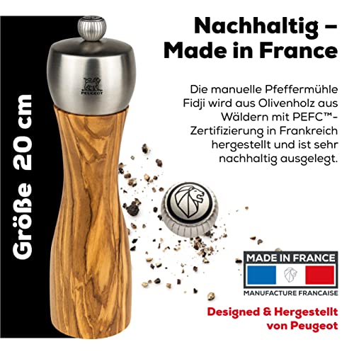 Peugeot Classic Fidji Pepper Mill, Olive Wood, 20 cm