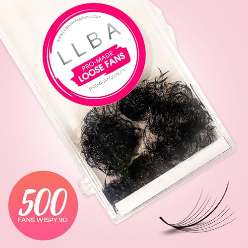 LLBA Promade Wispy Lash Extensions 9D 0.05, 100% Handmade Eyelashes Volume Fans, C Cc D Curls, 9-17 Mm Length, Long-Lasting, Easy Application (C 12 mm)