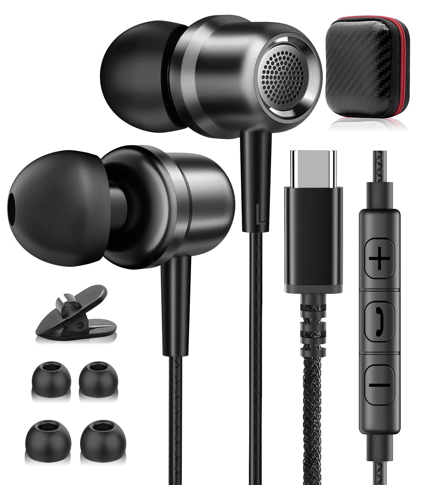 USB C Headphones for Samsung Galaxy S24 S23 Ultra A55 A54 A34 S22 S21 FE Pixel 8 Pro Earbuds & Type C Headphones Wired with Mic in Ear USB C Earphones for iPhone 15 iPad Pro, Google Pixel 7a