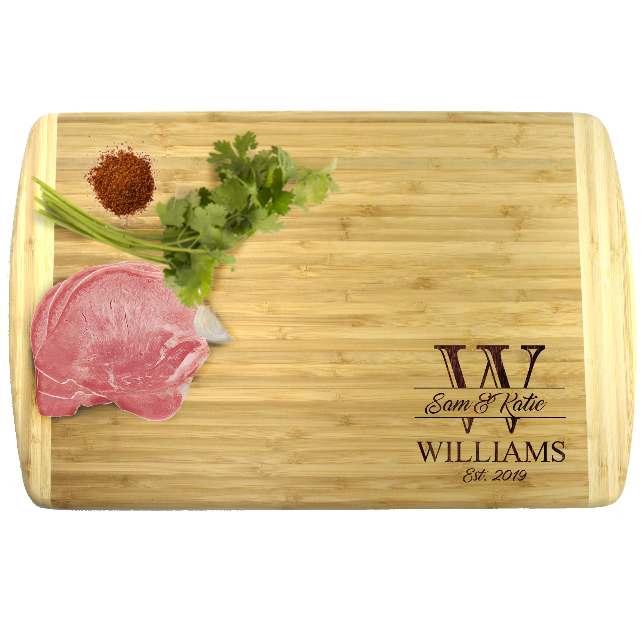 Premium Bamboo Cutting Boards - Monogrammed Wedding Cutting Board Housewarming for Couples - Custom Personalized (LARGE - 18" x 12")