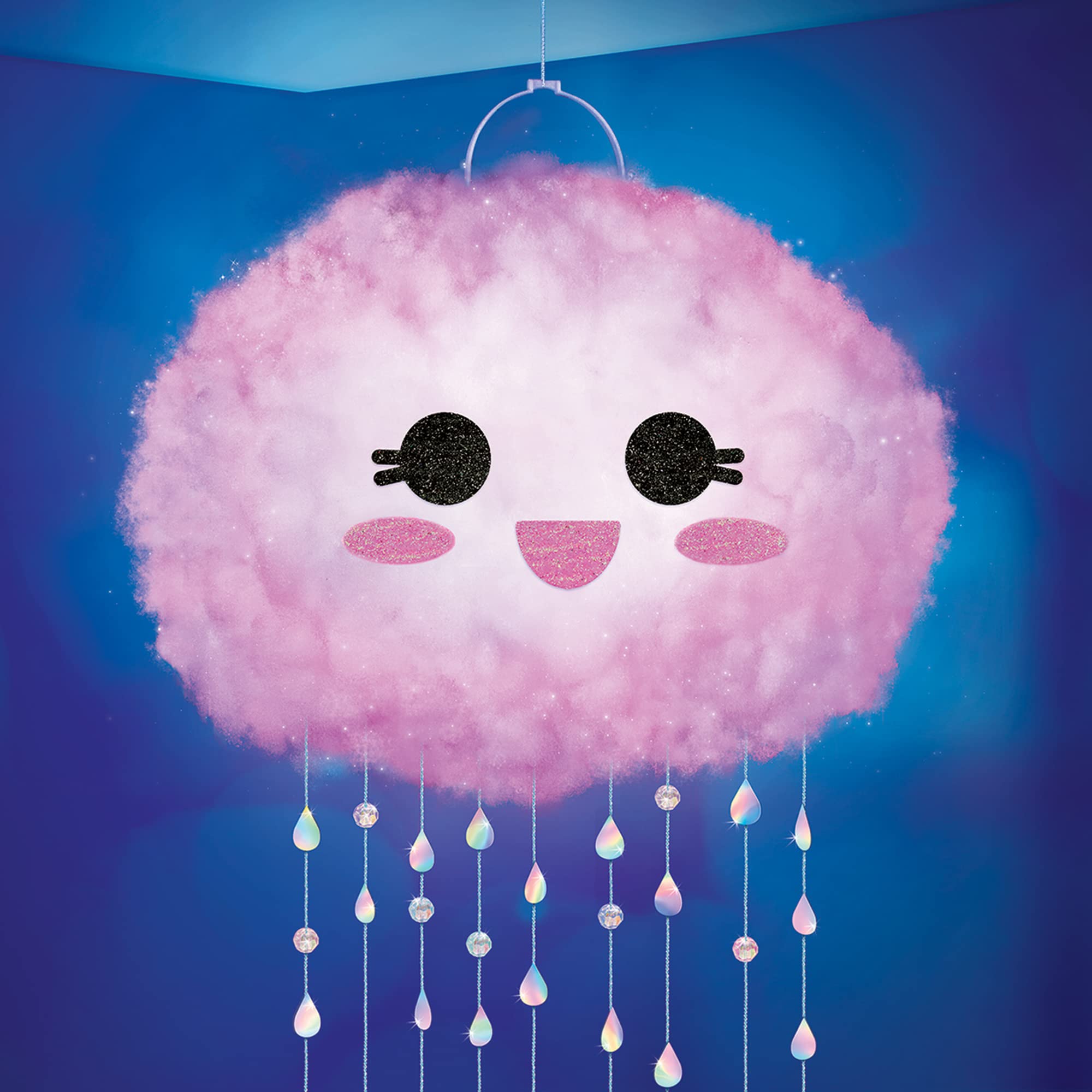 Make It Real - DIY Led Cloud Lamp - Hanging Bedroom Lamp with Color Changing Led Lights - Includes Nylon Lantern, LED Strip, Beads, Stickers, and More! - DIY Arts and Crafts for Kids