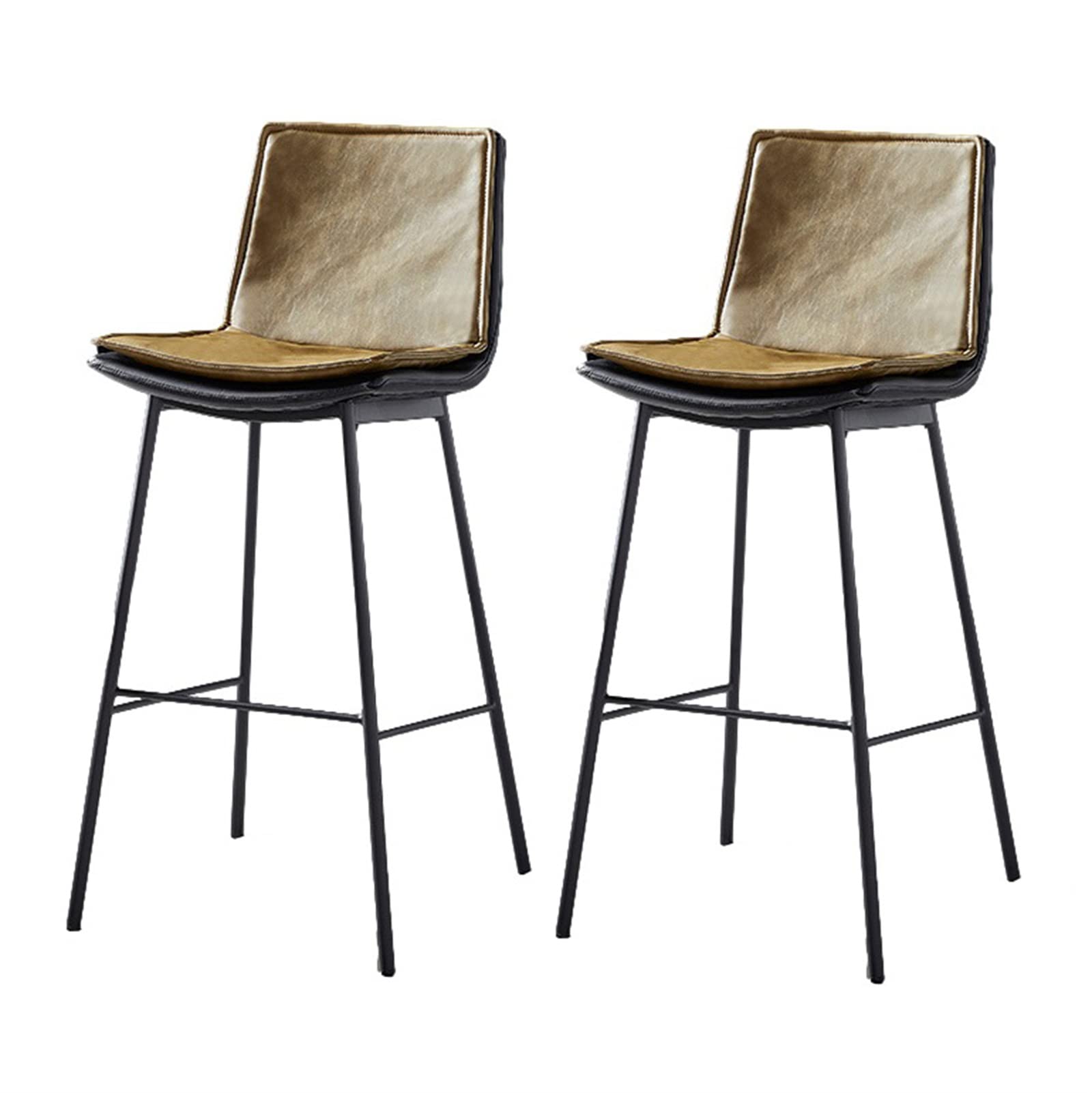 JHKZUDG Saddle Leather Bar Stools Set of 2,Counter Height Bar Stools,Modern Kitchen Island Bar Stools,Metal Dining Chairs Shop Stool,Urban Industrial Counter Chairs for Kitchen Island,Camel