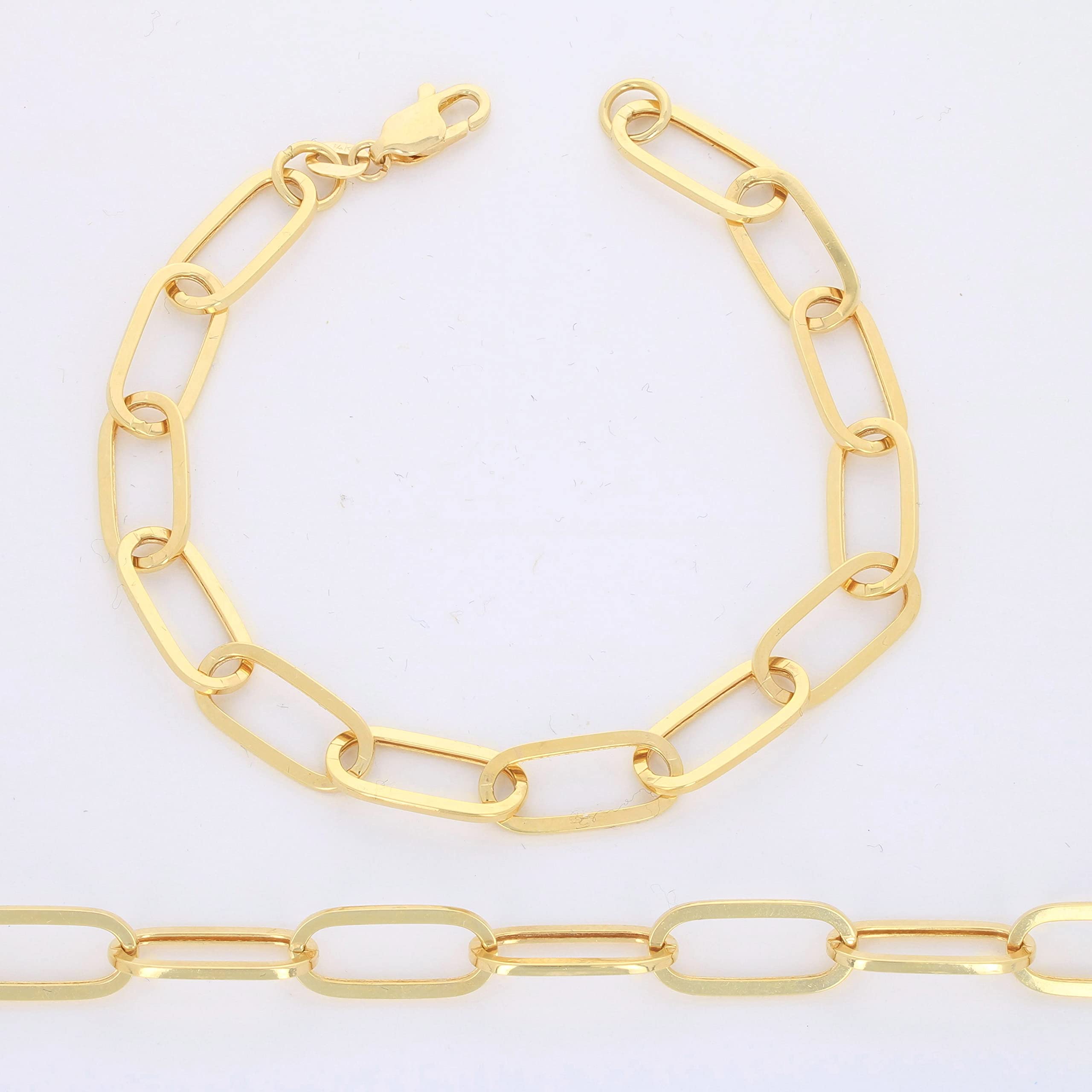 Nuragold 10k Yellow Gold 6mm Paperclip Elongated Rolo Cable Link Chain Bracelet, Womens Jewelry Lobster Clasp 7" 7.5" 8"