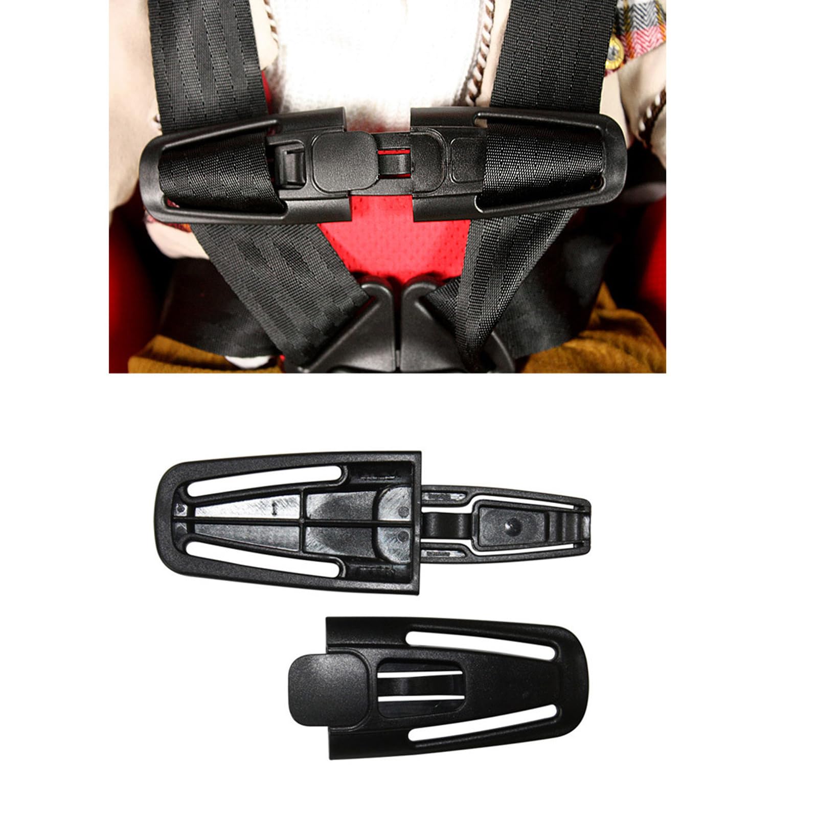 LiXiongBao Seat Chest Harness Clip Seat Safety Belt Clip Buckle Lock Stroller Chest Clip Universal Replacement for Baby and Kids Trend, Adjustable Guard (Black)