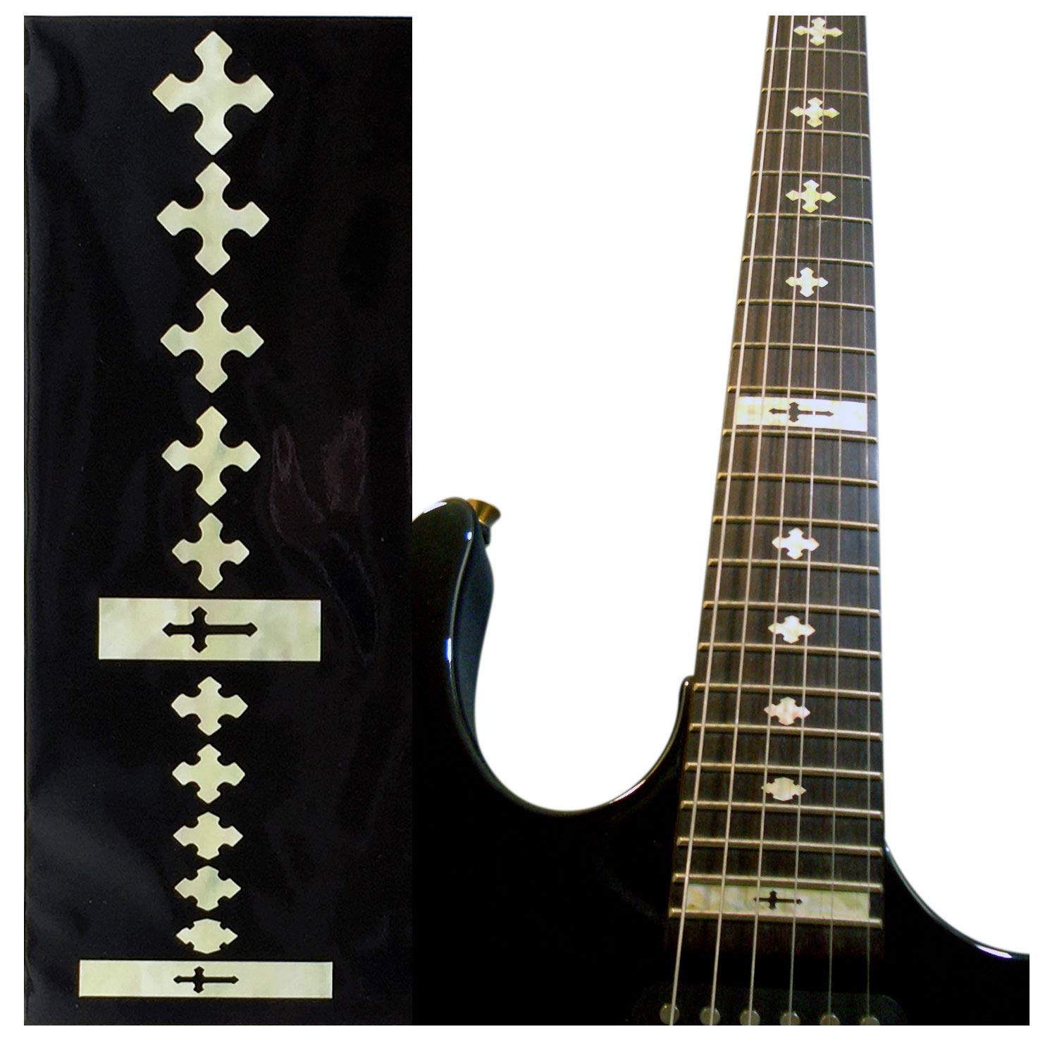 Jockomo Cross White Pearl Guitar Inlay Sticker