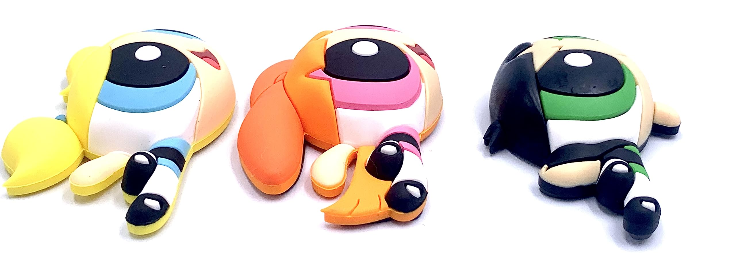 Monogram Powerpuff Girls 3 Piece Magnet Set –Bubbles, Blossom and Buttercup 3D Foam Magnet - Magnet for Refrigerators, Office and Lockers