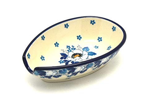 Polish Pottery Spoon Rest - White Poppy
