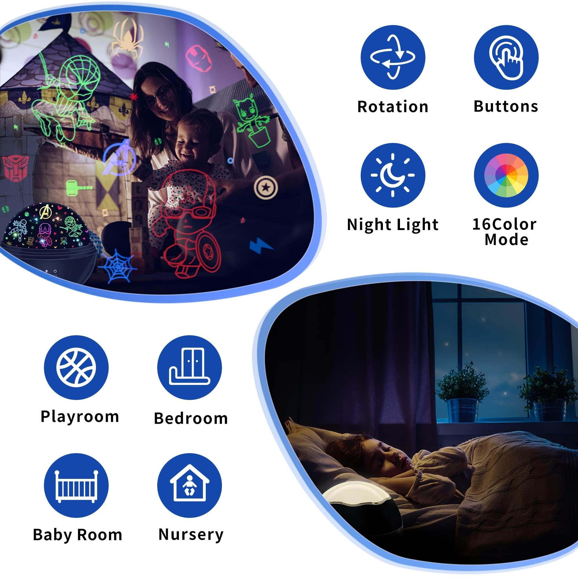 Star Projector Night Light for Kids Baby Night Light Projector with Timer Lamp for Sleeping Soother Nursery Bedroom Decor, Gift Toys for 2-10 Year Old Girls Boys - Black
