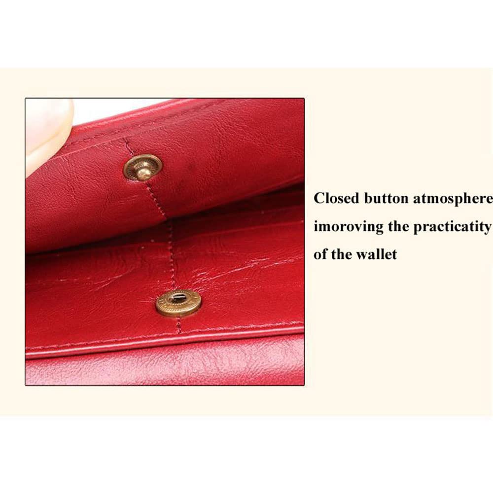 NA Wallet Women Leather Wallets RFID Blocking Bifold Credit Card Case Money Organizers Large Capacity Cash with Zipper and Button (Red)