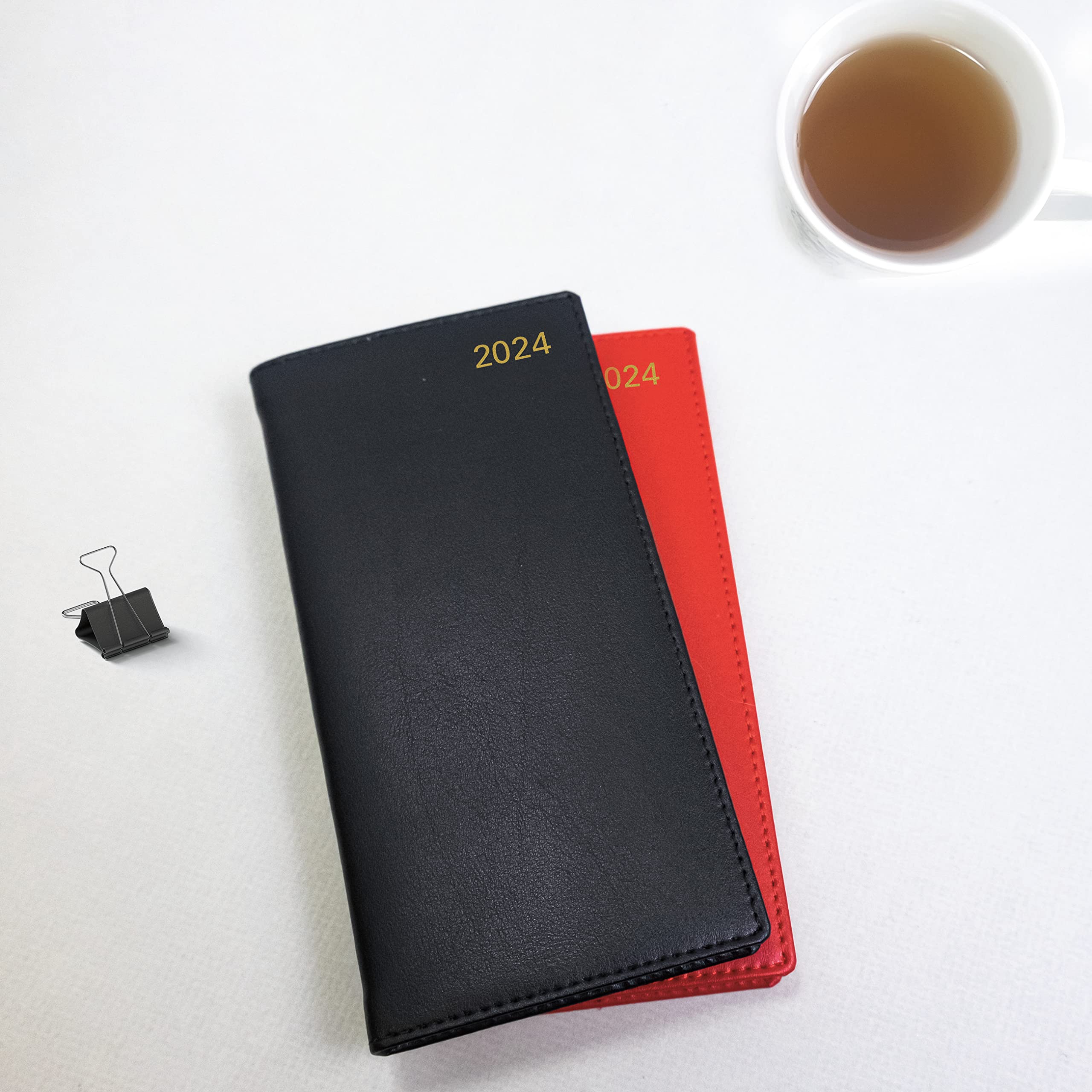 Letts of London Belgravia Weekly/Monthly Planner, 12 Months, January to December, 2024, Appointments, Horizontal, Slim Size, 6.625" x 3.25", Black (C33SBK-24)