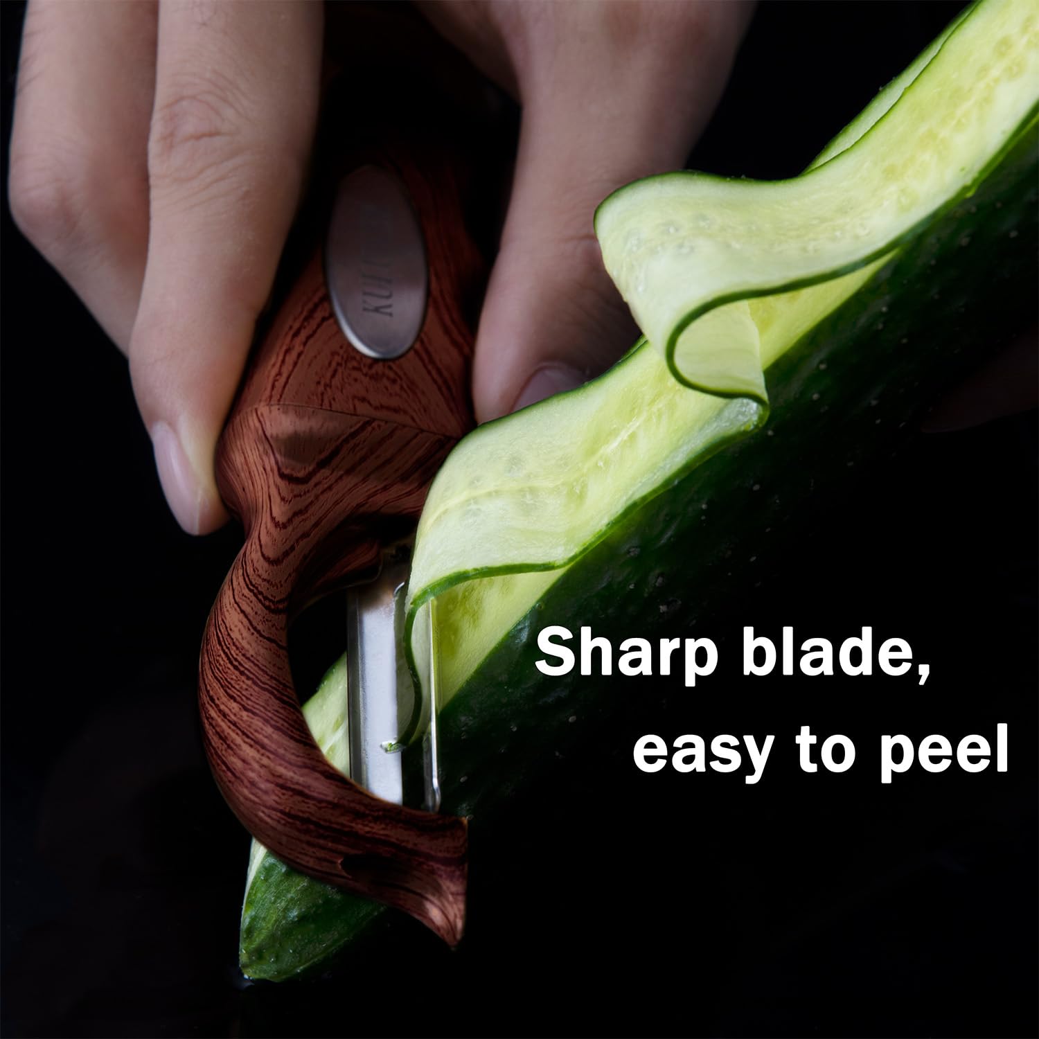 KULUNER Kitchen potato vegetable peeler with stainless steel rotating blade, suitable for fruits and vegetables (Redwood grain)