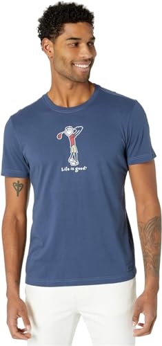 Life is Good Men's Crusher T, Short Sleeve Cotton Graphic Tee Shirt, Golf Jake, Darkest Blue, 3X-Large