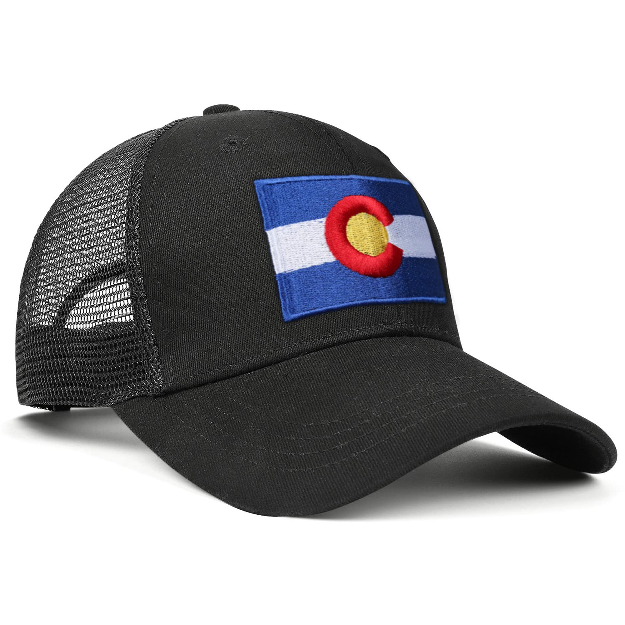 Nuyjimr Colorado Flag Mesh Baseball Cap Men Women Unisex Adjustable Dad Hats Black, One Size